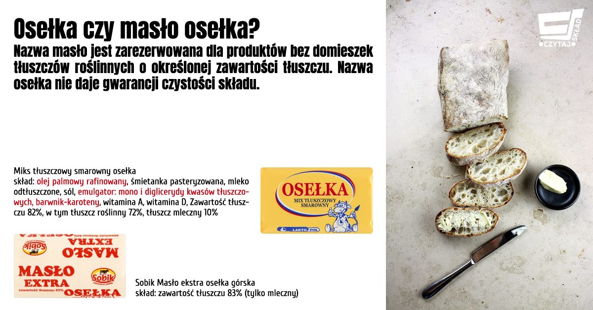 Osełka i masło - porównanie produktów na Czytaj Skład